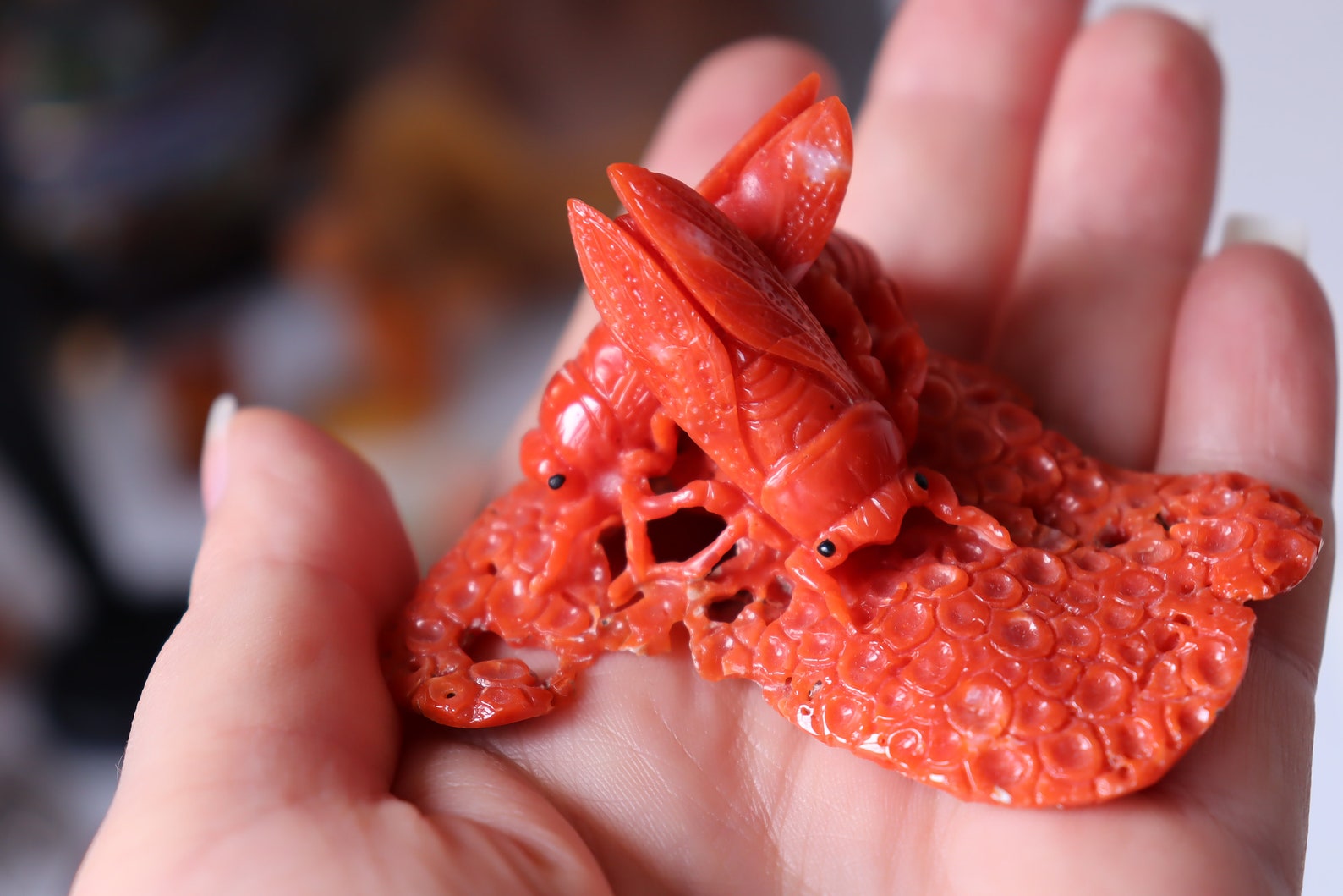 47gr Carved Coral Two Cicadas & Beetle Figurine Figure - Etsy