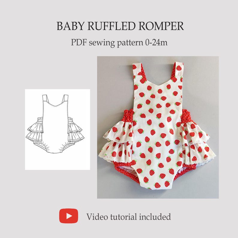 Baby Ruffled Romper PDF Sewing Pattern 0-24m - Etsy