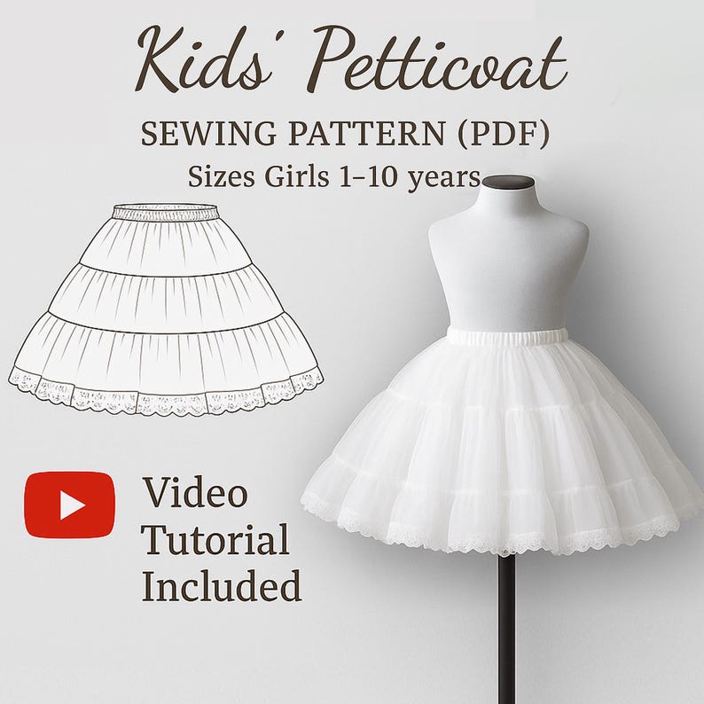 Kids Puff Petticoat Sewing Pattern (1–10Y) – PDF + Video Tutorial - Etsy