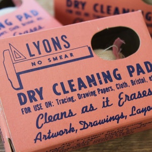Vintage New NOS Lyons No Smear Dry Cleaning Pad, Drafting Dry Cleaning ...