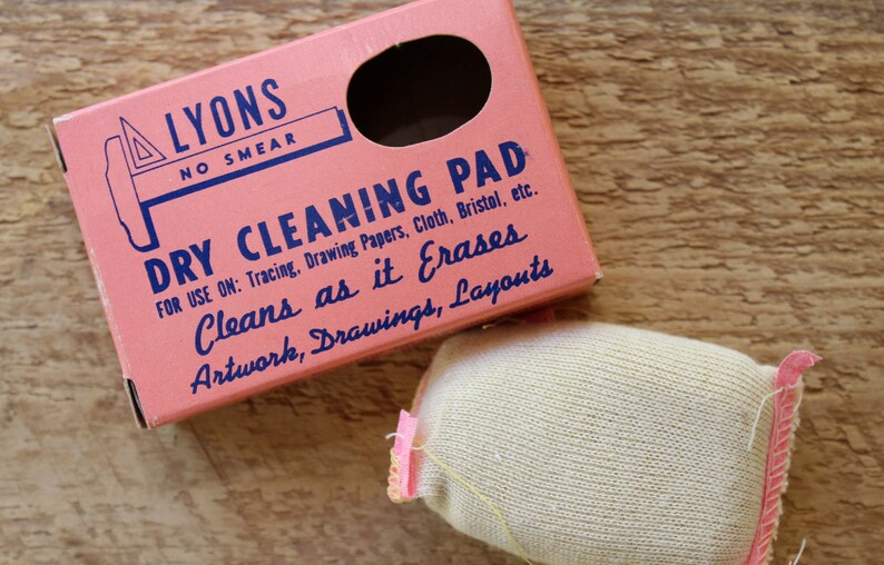 Vintage New NOS Lyons No Smear Dry Cleaning Pad, Drafting Dry Cleaning ...