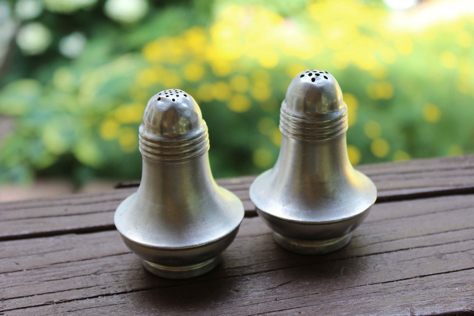 Vintage Aluminum Salt and Pepper Shakers, Small, Vintage Kitchen, Retro ...