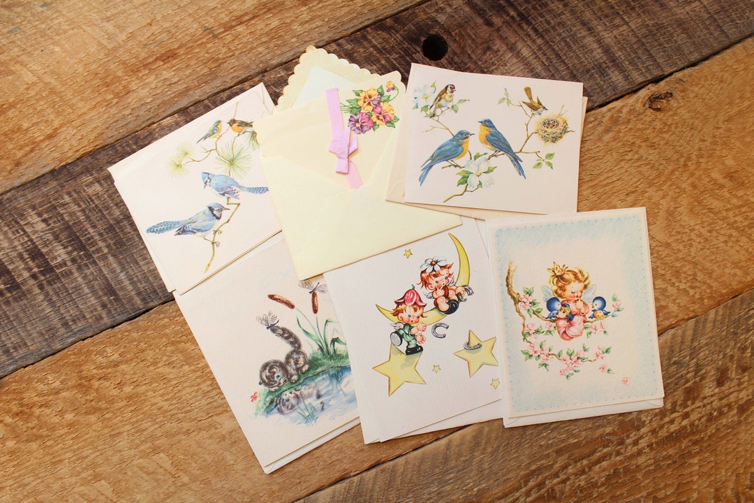 Beautiful Vintage Blank Inside Cards, Set of 8, 6 Include Envelopes ...