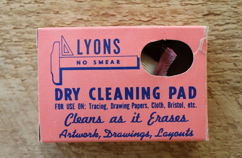 Vintage New NOS Lyons No Smear Dry Cleaning Pad, Drafting Dry Cleaning ...