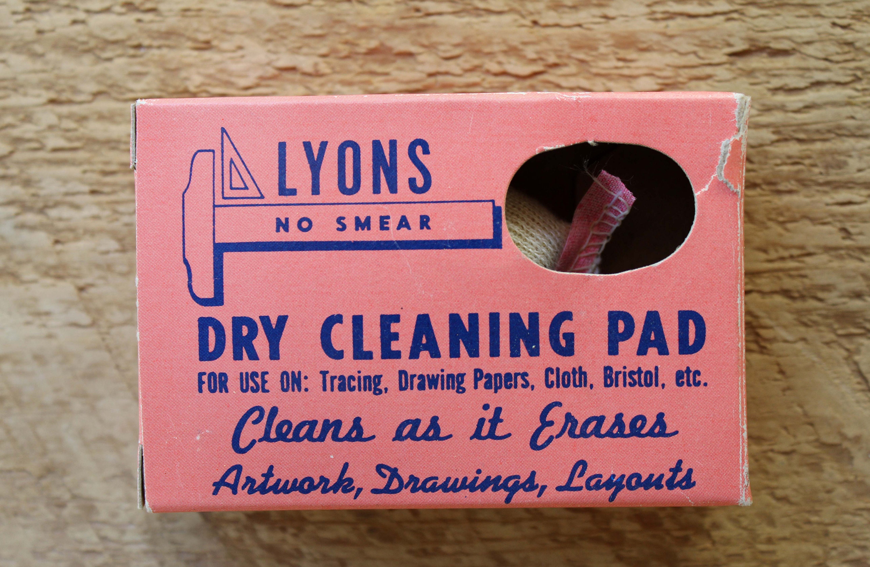 Vintage New NOS Lyons No Smear Dry Cleaning Pad, Drafting Dry Cleaning ...