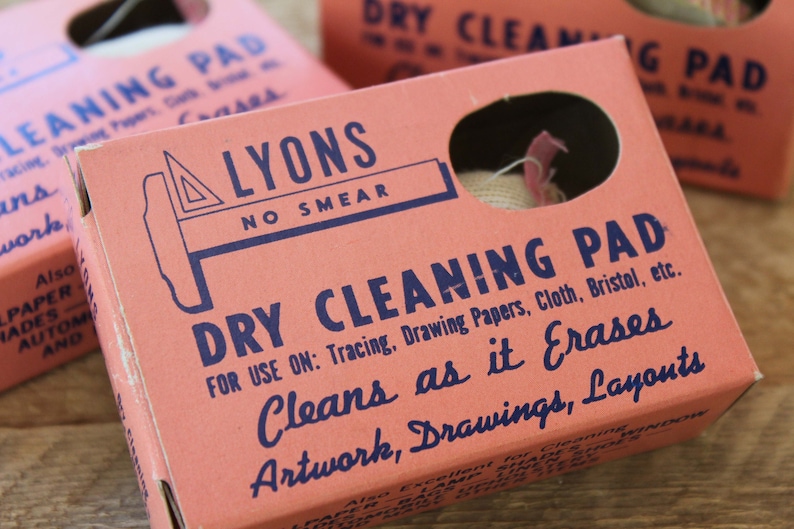 Vintage New NOS Lyons No Smear Dry Cleaning Pad, Drafting Dry Cleaning ...