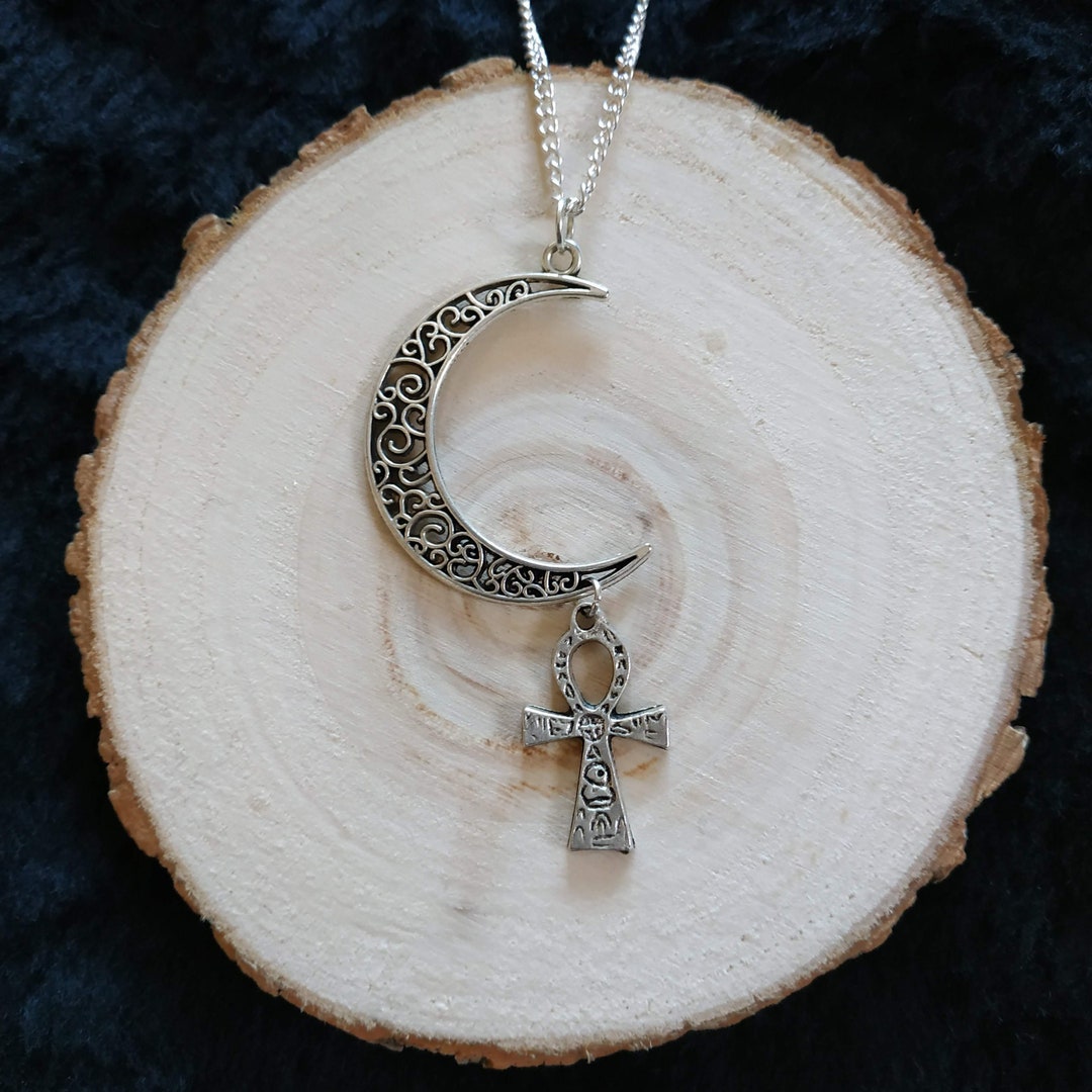 Collier Mi Long Moon Ankh Gothic Necklace Magic Viking - Etsy