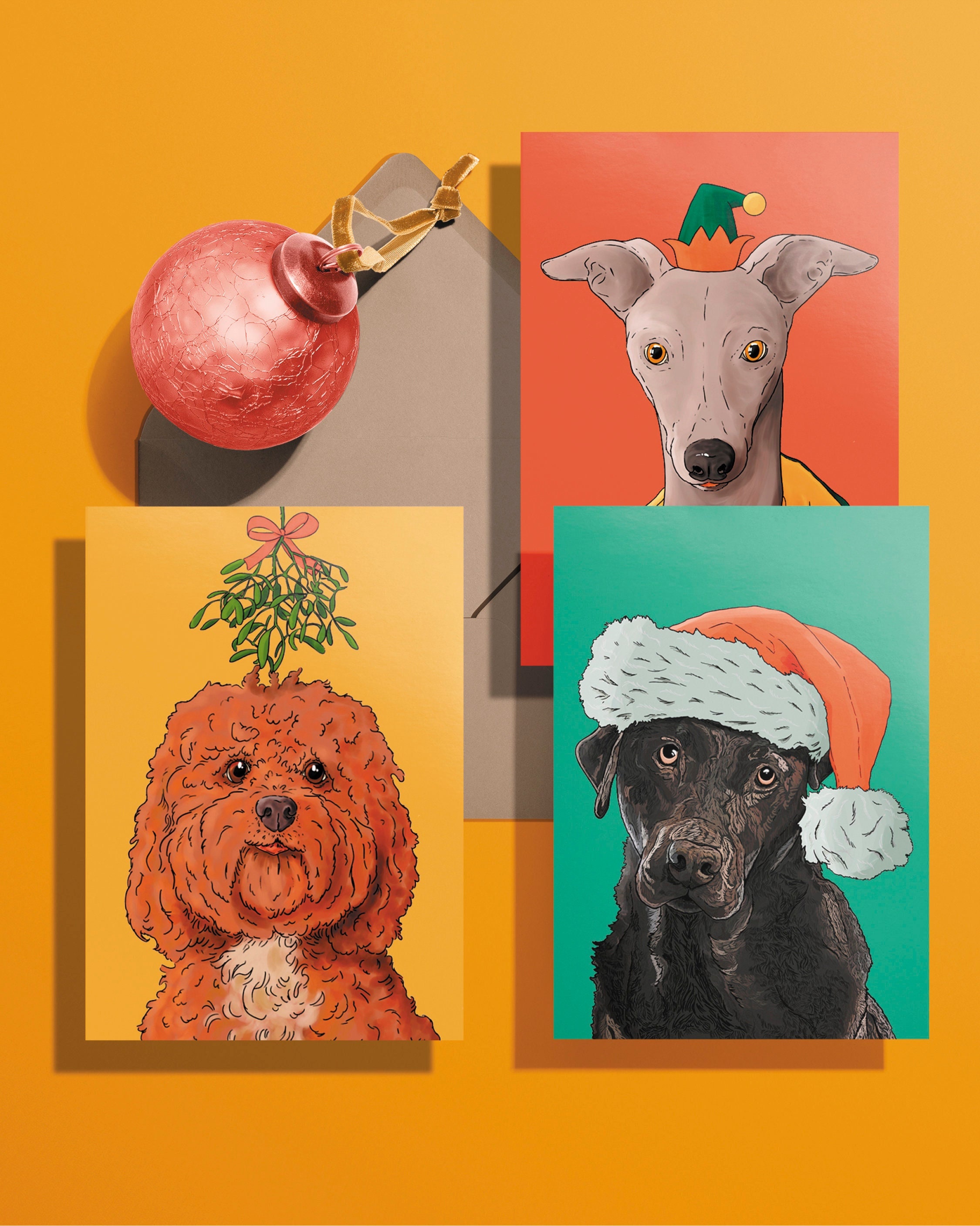 charity-dog-christmas-cards-pack-of-6-3-designs-dog-etsy-uk