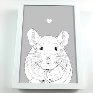 Chinchilla A4 Pet Print - Wall Art - Cute - Gift for Chinchilla Lovers ...