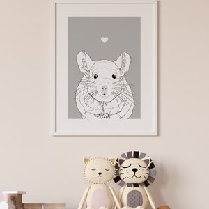 Chinchilla A4 Pet Print - Wall Art - Cute - Gift for Chinchilla Lovers ...