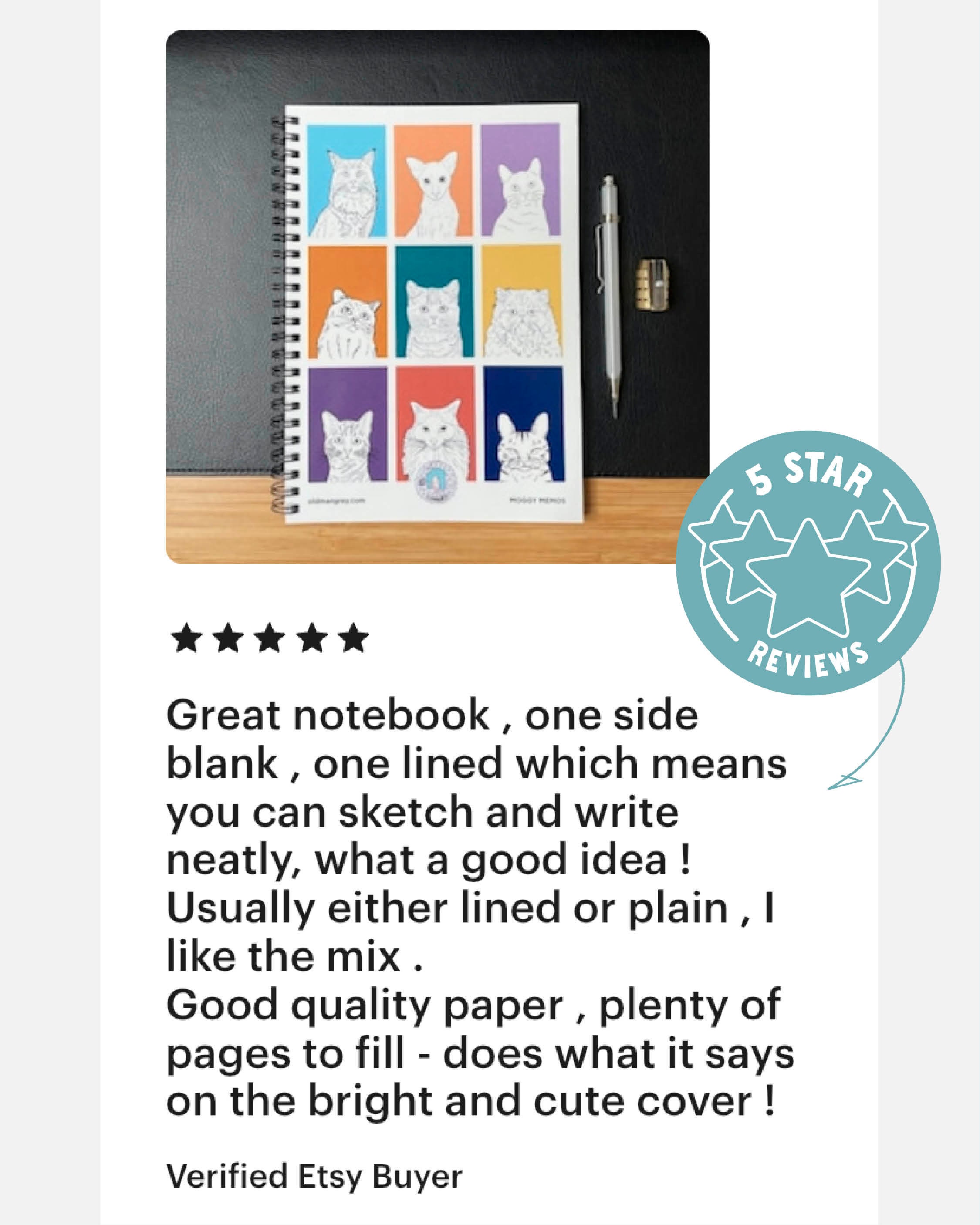 Cute Cat A5 Notebook 'moggy Memos' Gift for Cat Lovers Wire Bound ...