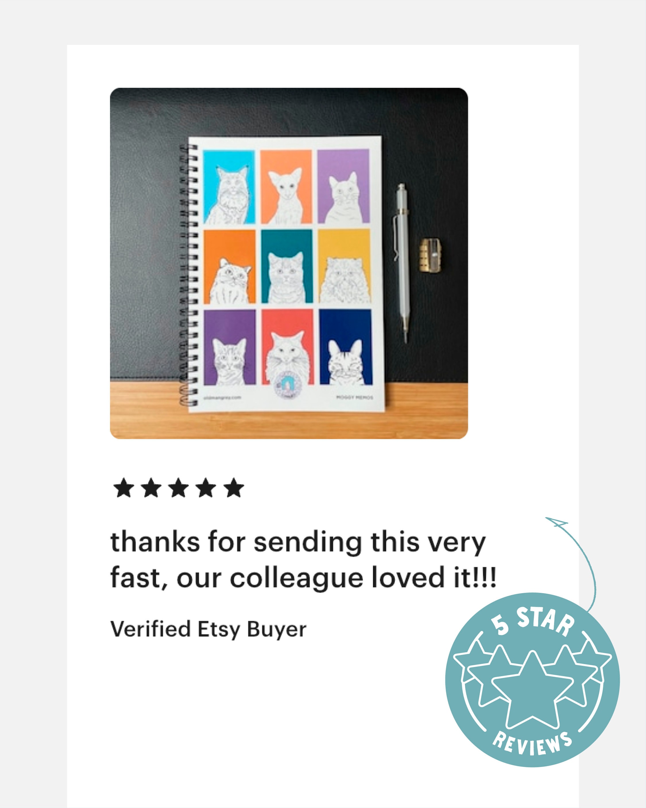 Cute Cat A5 Notebook 'moggy Memos' Gift for Cat Lovers Wire Bound ...