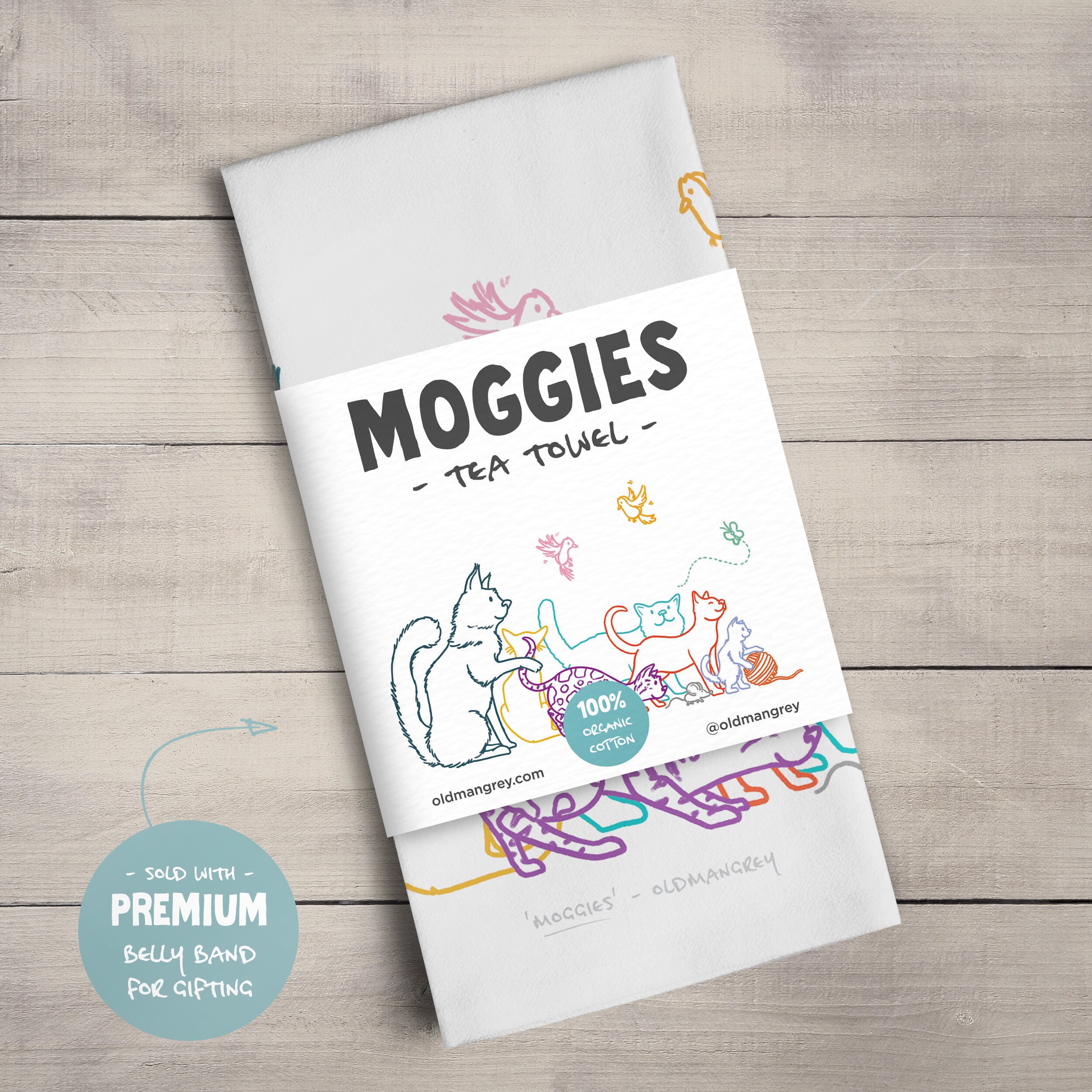 Moggies Cat Tea Towel - 100% Organic Cotton Tea Towel - Cute Gift for ...