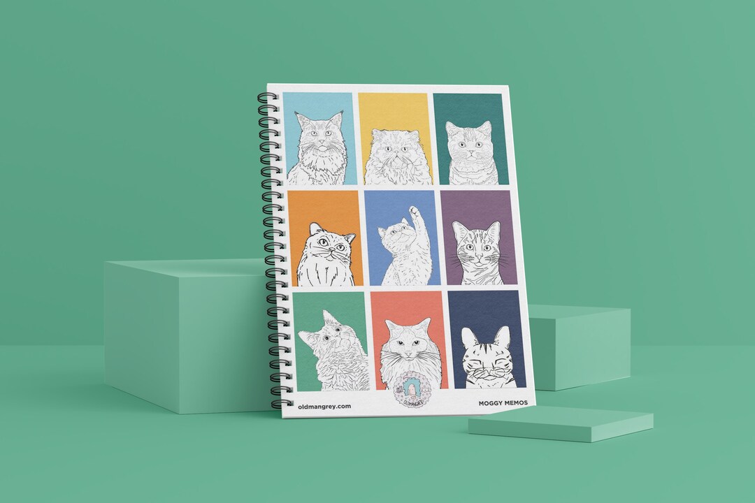 Cute Cat A5 Notebook 'moggy Memos' - Gift for Cat Lovers - Wire Bound ...