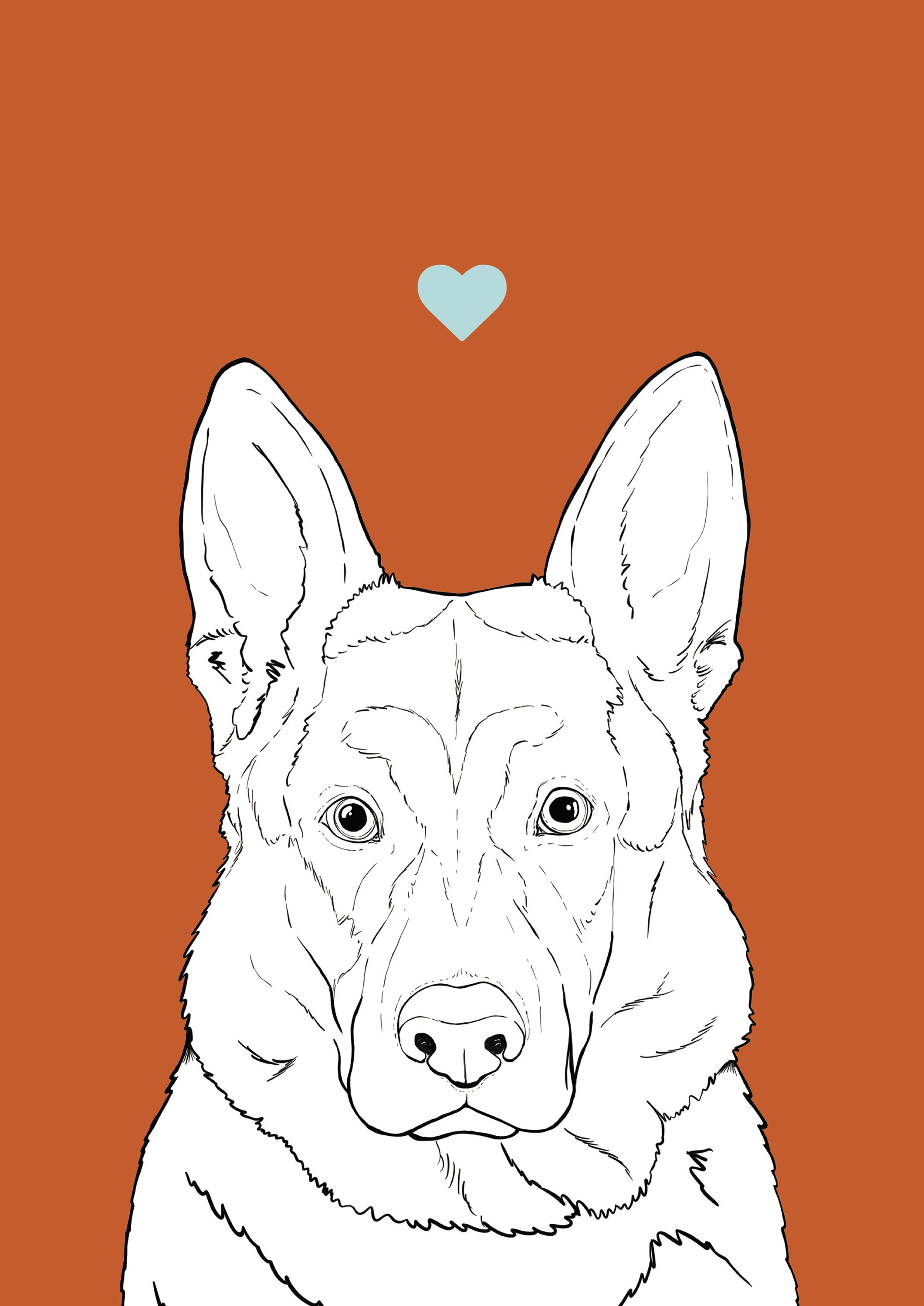 Alsatian A4 Dog Print - German Shepherd - Digital Art Print - Puppy ...