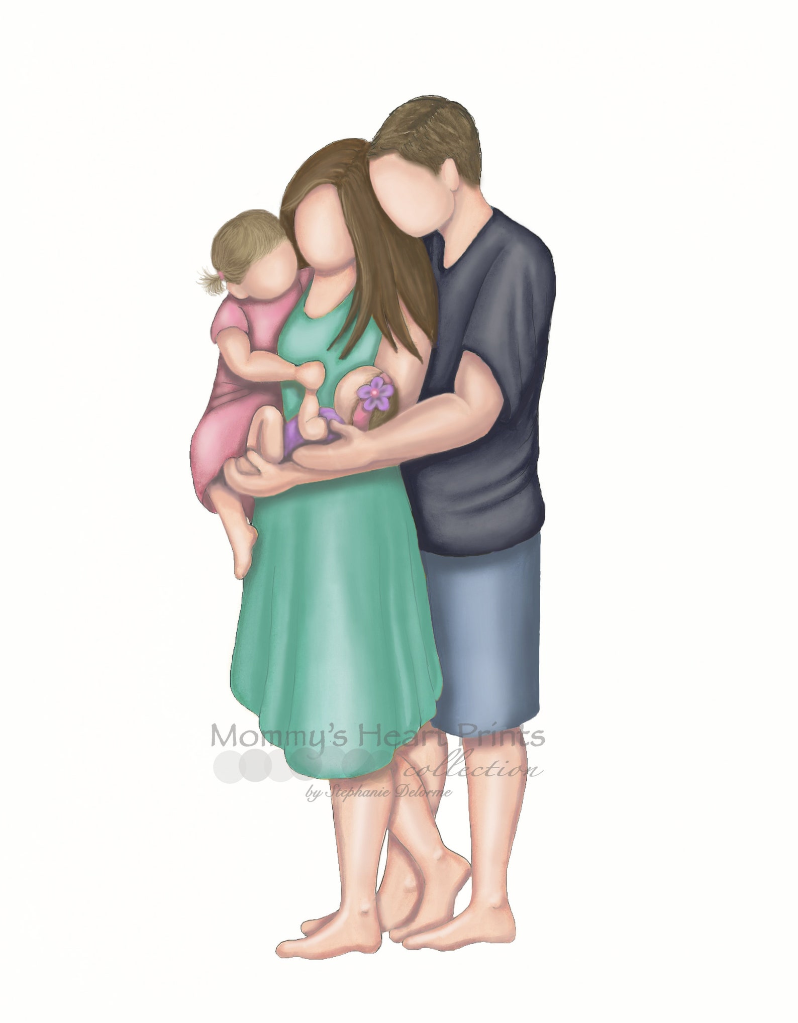 Our Two Girls Custom Art Print Custom Illustration Gift | Etsy