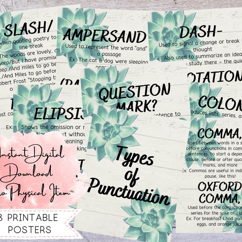 Printable ELA Poster Punctuation Poster English Teacher - Etsy