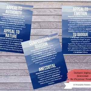 Logical Fallacies Printable Poster Set, Fallacies Posters, Debate Coach ...