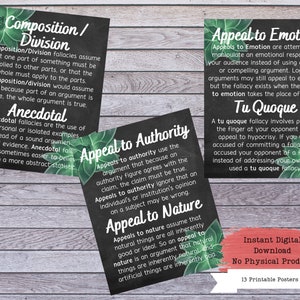 Logical Fallacies Printable Poster Set, Fallacies Posters, Debate Coach ...