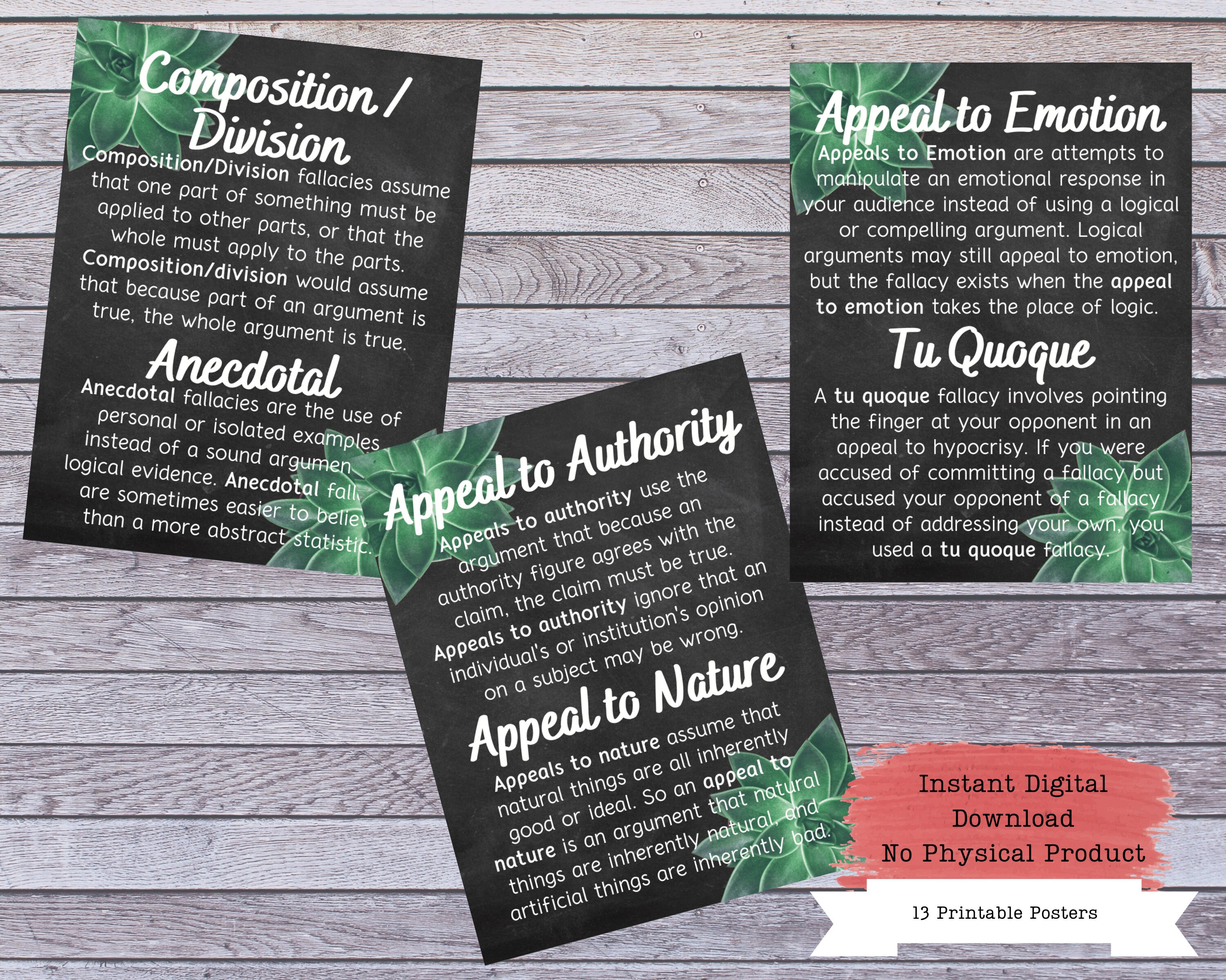 Logical Fallacies Printable Poster Set Fallacies Posters - Etsy