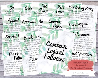 Logical Fallacies Printable Poster Set, Fallacies Posters, Debate Coach ...