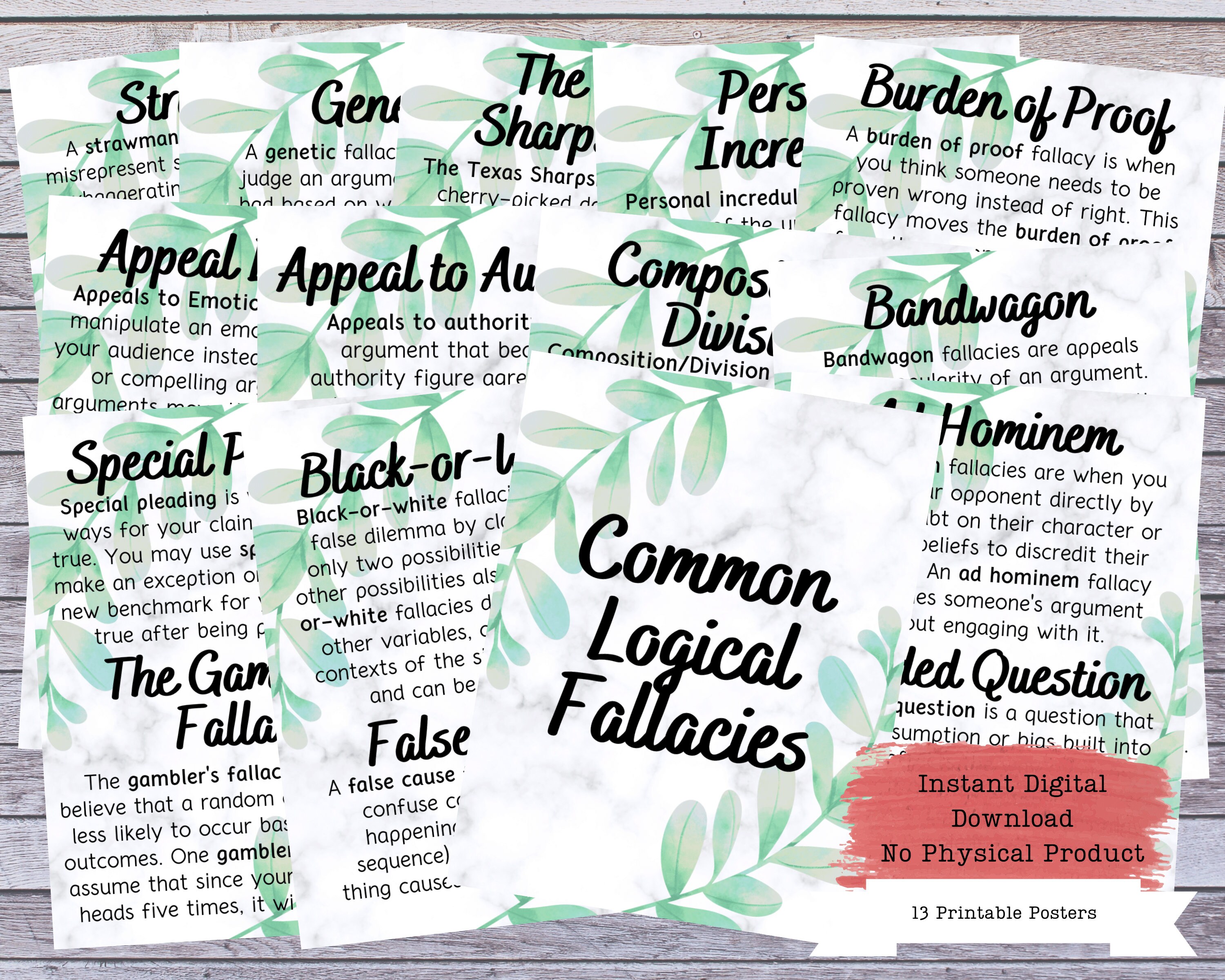 Logical Fallacies Printable Poster Set Fallacies Posters - Etsy Canada