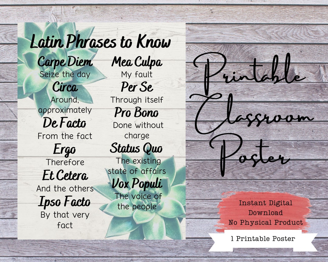 Latin Phrases, Latin Poster, Classroom Posters, Classroom Signs ...