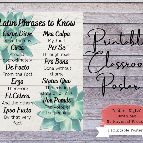 Latin Classroom Signs - Etsy