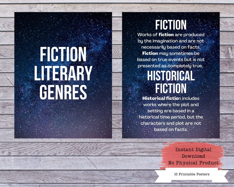 Fiction Literary Genres Printable Poster Set Literary - Etsy