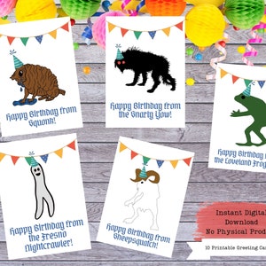 Cryptid Birthday, Birthday Card Set, Cryptid Hunter, Weird Cards ...