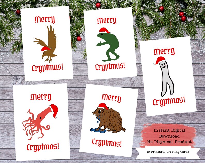 Merry Cryptmas Cryptid Christmas Cryptid Cards Christmas - Etsy