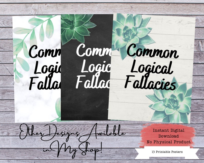 Logical Fallacies Printable Poster Set Fallacies Posters - Etsy