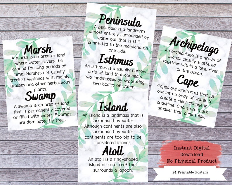 Geography Landforms Printable Poster Set Geography Classroom - Etsy