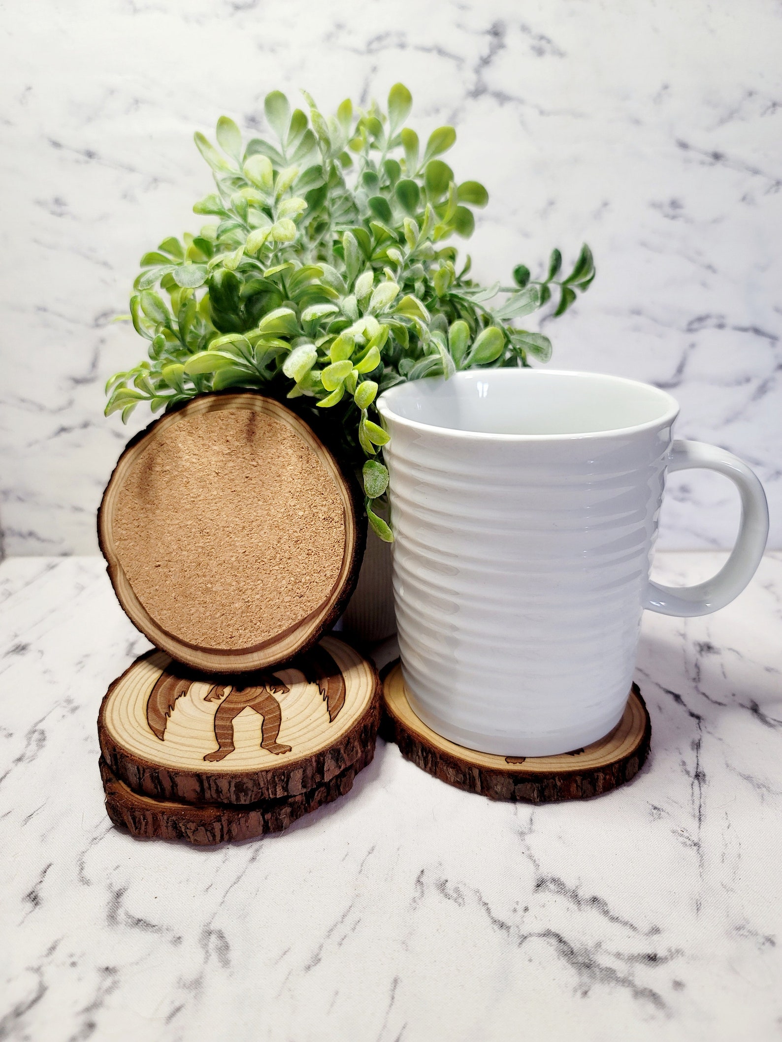 Cryptid Live Edge Wood Coaster Set Cryptid Art Cryptid - Etsy