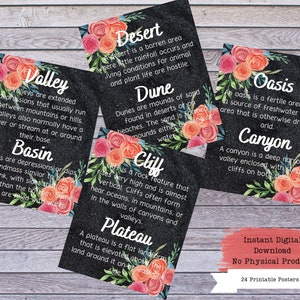 Geography Landforms Printable Poster Set, Geography Classroom Decor ...