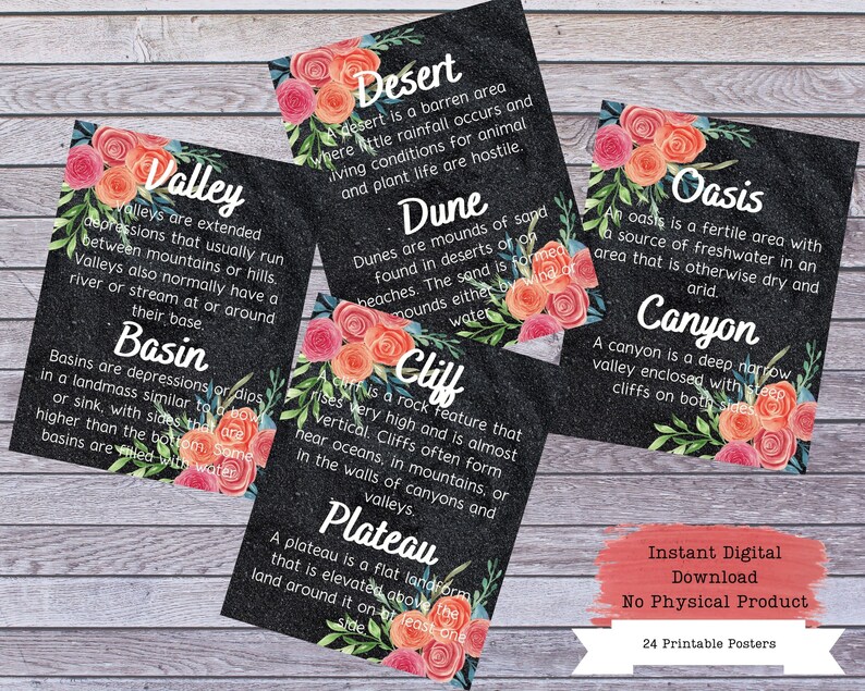 Geography Landforms Printable Poster Set, Geography Classroom Decor ...