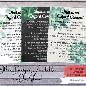 Oxford Comma Classroom Poster, English Class Poster, Reading Classroom ...