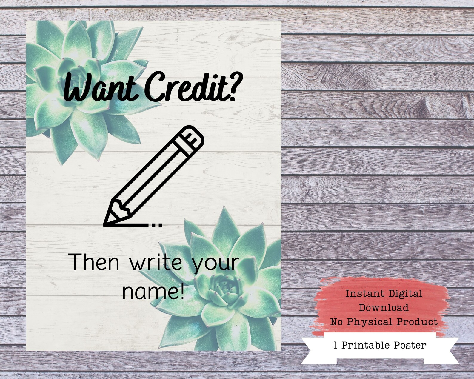 Write Your Name Classroom Poster Printable Poster Succulent - Etsy