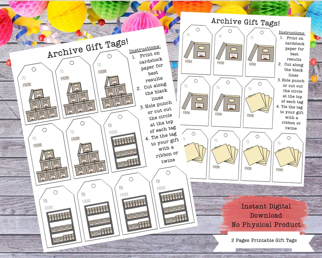 Archival Storage Printable Gift Tags, Archival Gift, Archivist Gift ...