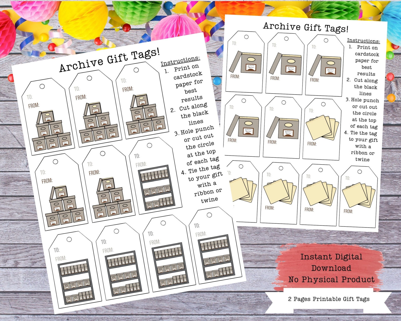 Archival Storage Printable Gift Tags Archival Gift Archivist - Etsy