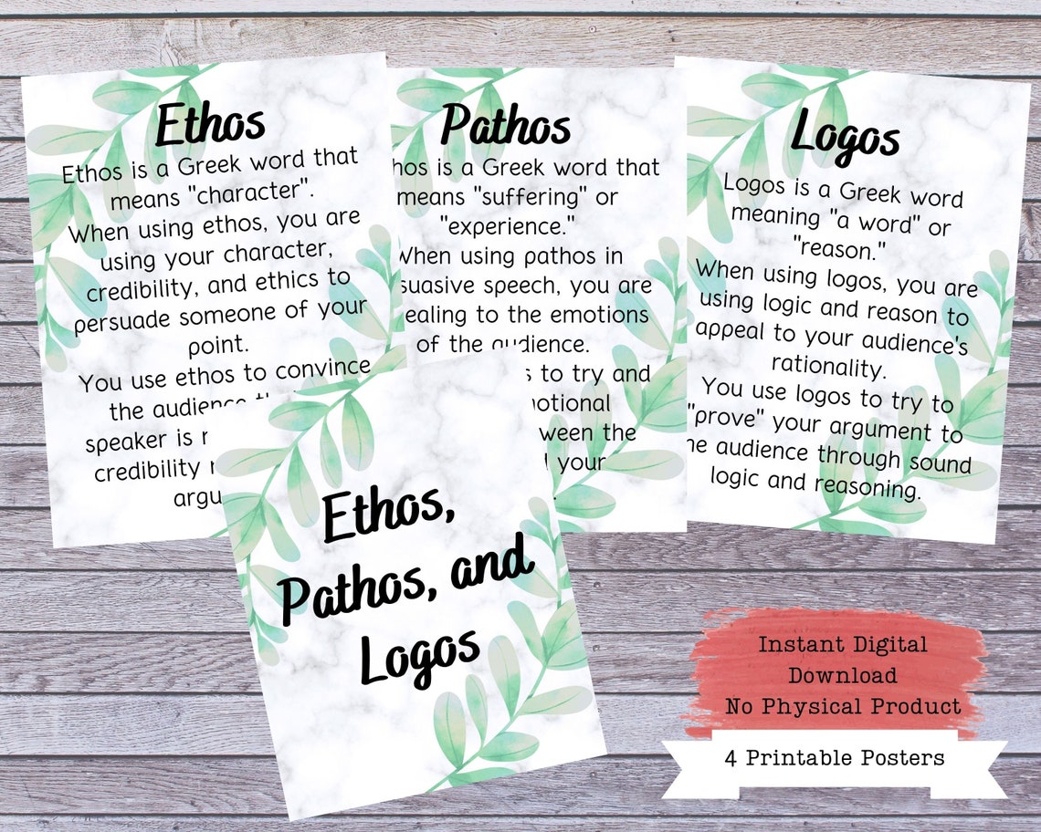 Ethos Pathos Logos Speech Classroom Classroom Posters | Etsy