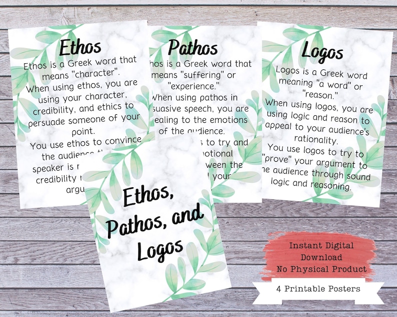 Ethos Pathos Logos Speech Classroom Classroom Posters | Etsy