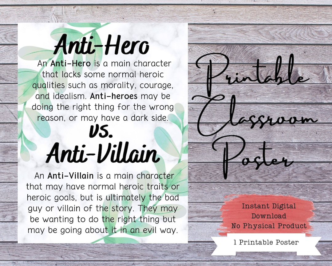 Anti Hero English Classroom Poster, English Teacher, Literature Poster ...