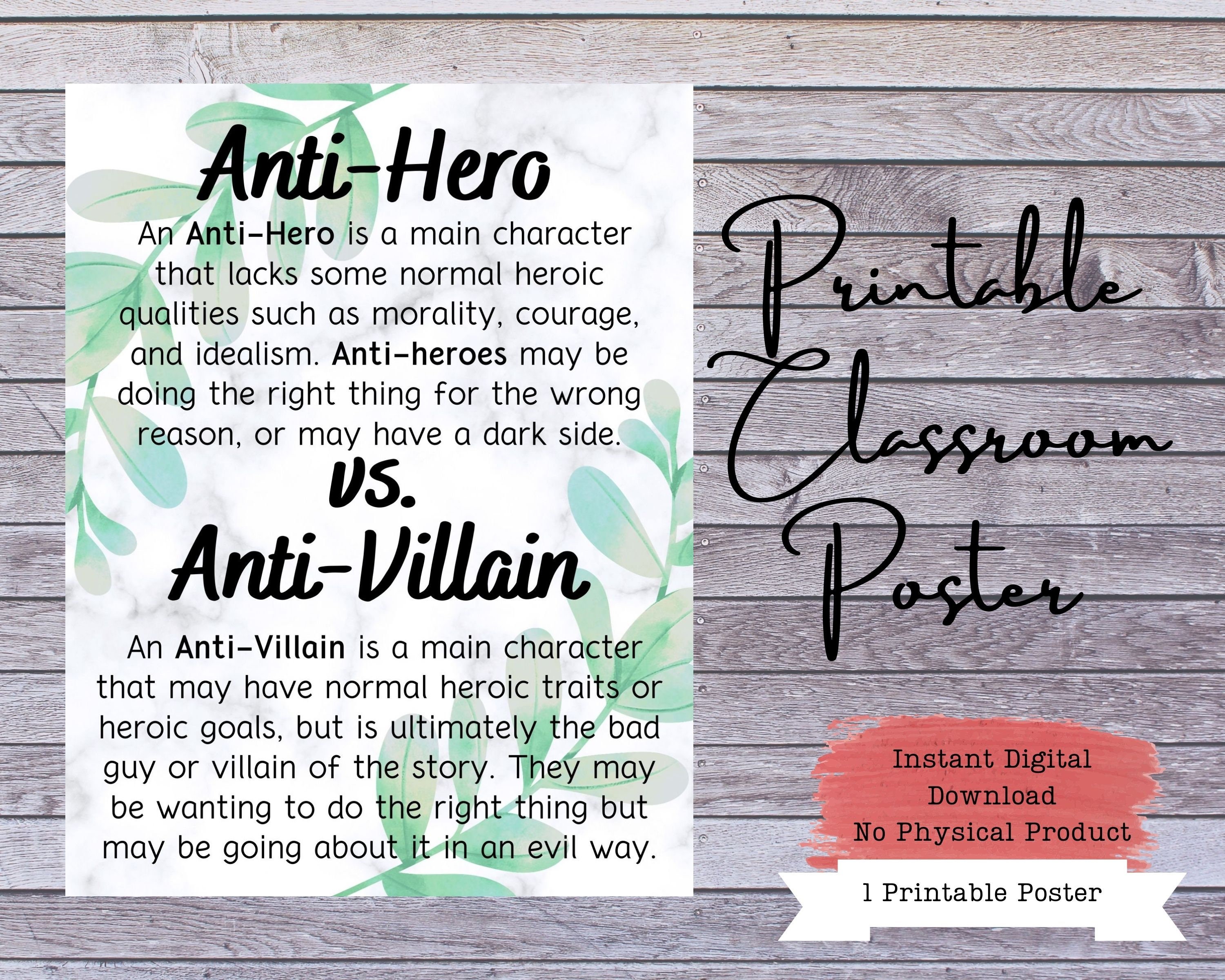 Anti Hero English Classroom Poster English Teacher - Etsy