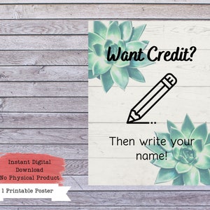 Write Your Name, Classroom Poster, Printable Poster, Succulent Poster ...