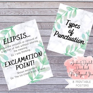 Printable ELA Poster, Punctuation Poster, English Teacher, Classroom ...