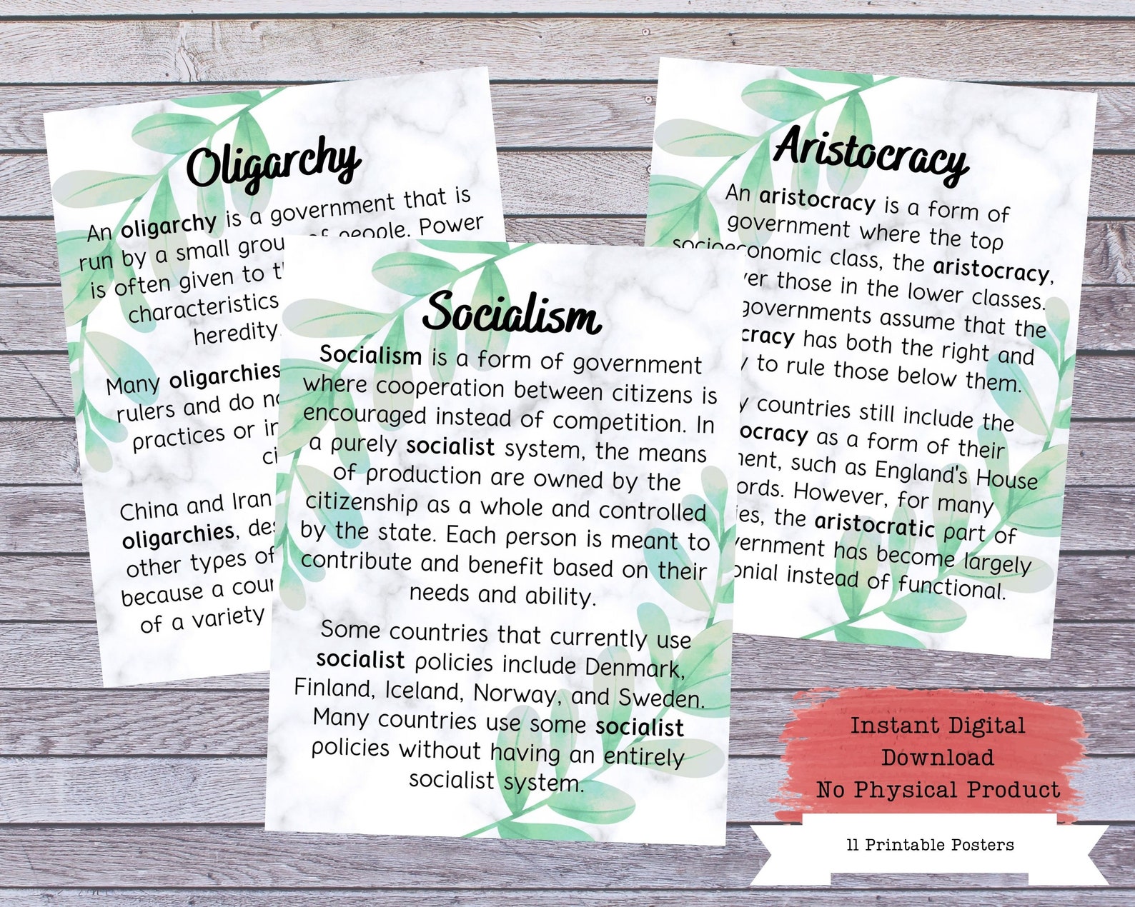 Types of Government Posters History Poster Social Studies - Etsy