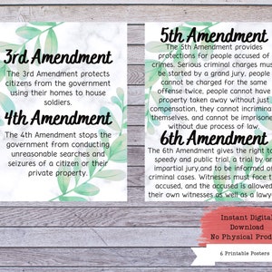Bill of Rights Printable Poster Set, US Constitution Wall Art, US ...