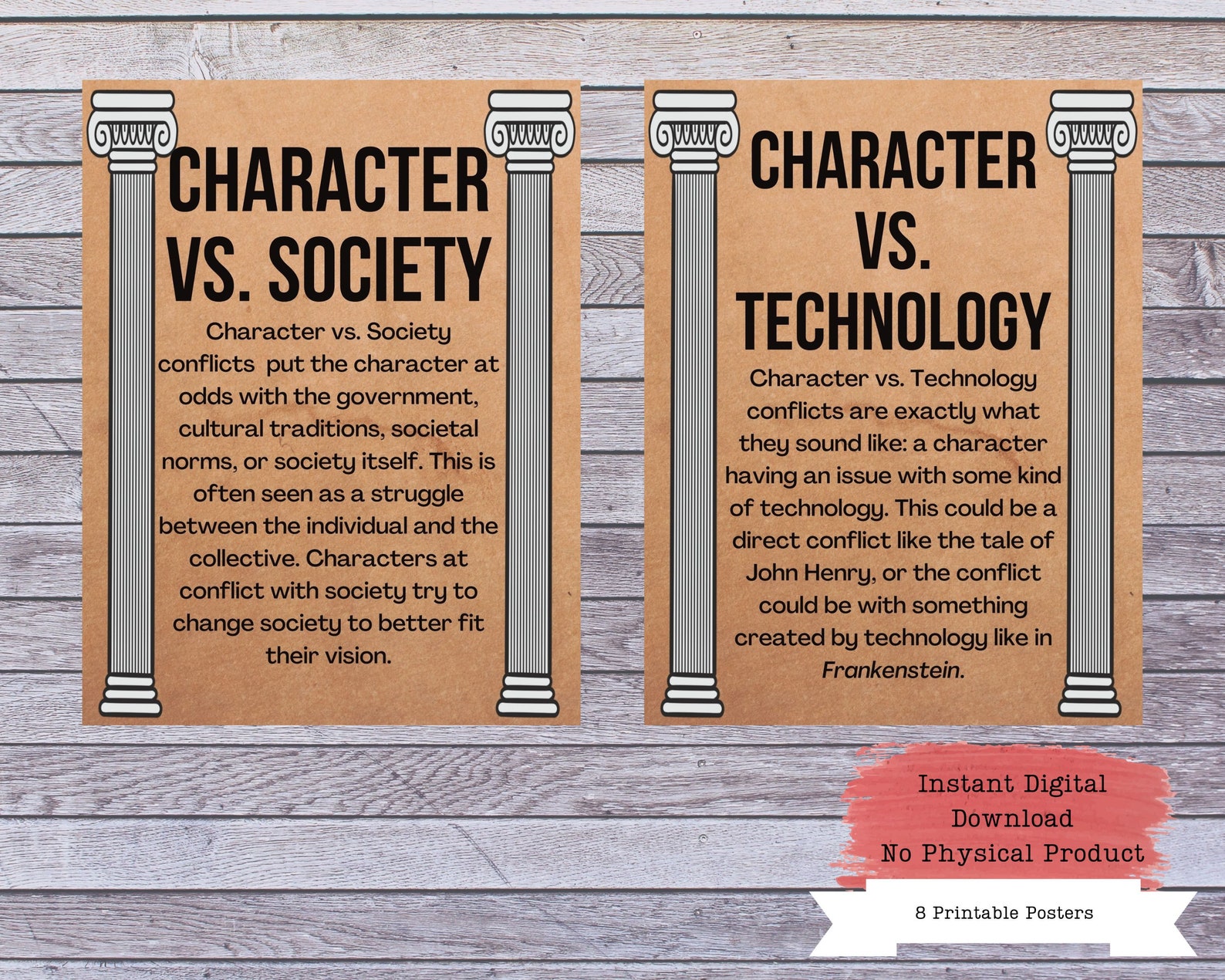 Conflict in Literature Printable Poster Set Literary Posters - Etsy