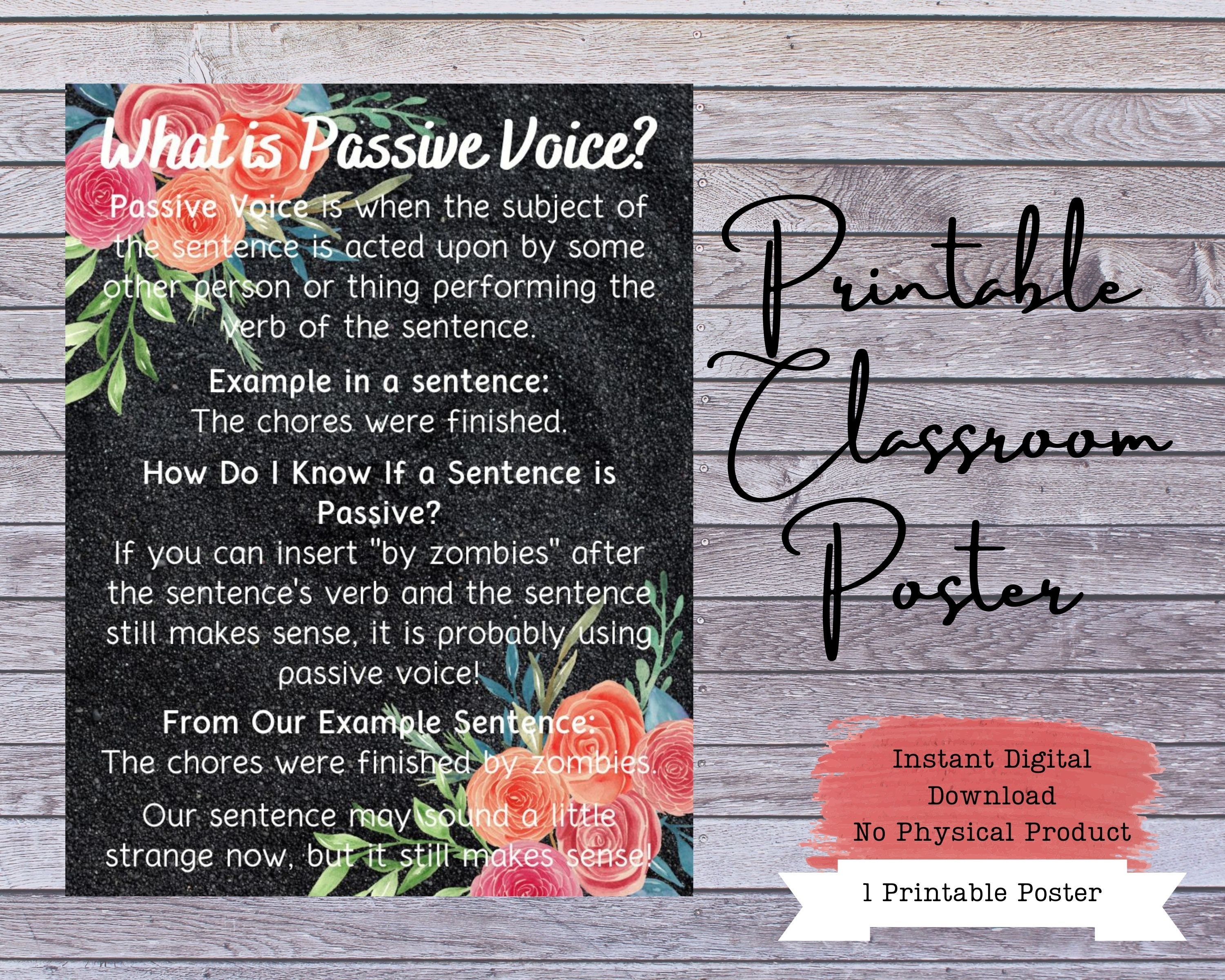 Passive Voice Classroom Poster English Class Poster Reading - Etsy